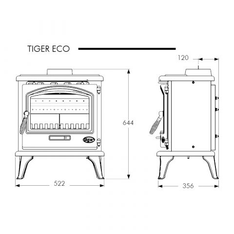 Tiger 5kw Eco Black Multi-Fuel Stove & Wood burning Stove